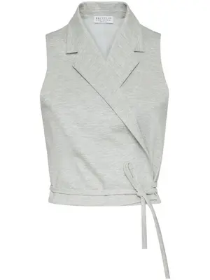 Brunello Cucinelli Sleeveless Wrap Blouse