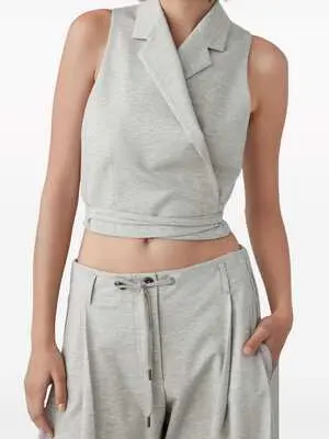 Brunello Cucinelli Sleeveless Wrap Blouse