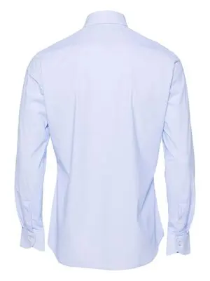 TINTORIA MATTEI 954 Mini-check Spread-collar Shirt - Blue