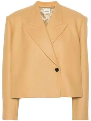 Khaite Melton Twill Double-breasted Jacket - Neutrals