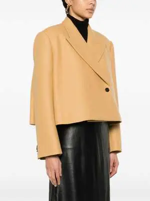 Khaite Melton Twill Double-breasted Jacket - Neutrals