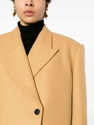 Khaite Melton Twill Double-breasted Jacket - Neutrals