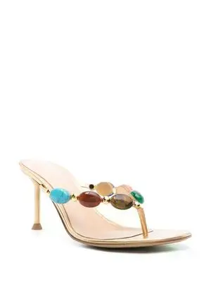 GIANVITO ROSSI Shanti Thong Leather Sandals - Gold