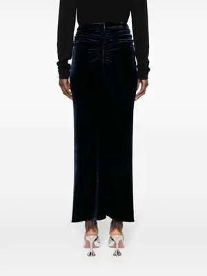 Rabanne Crystal-brooch Velvet Midi Skirt