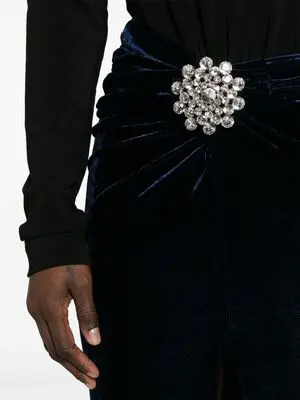 Rabanne Crystal-brooch Velvet Midi Skirt