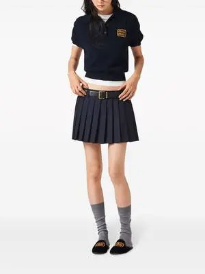 Miu Miu Pleated Wool Miniskirt - Blue