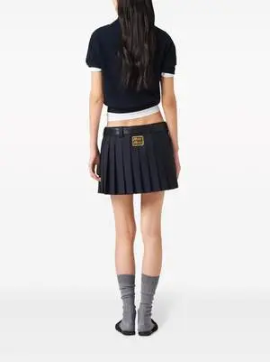 Miu Miu Pleated Wool Miniskirt - Blue