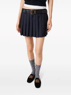 Miu Miu Pleated Wool Miniskirt - Blue