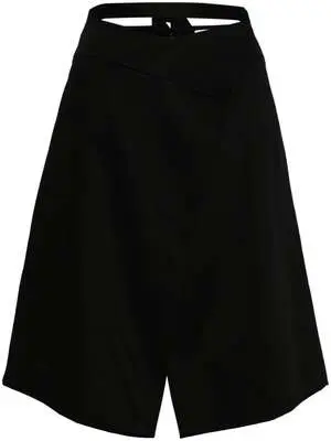 PATOU Wraparound Gabardine Midi Skirt - Black