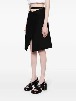 PATOU Wraparound Gabardine Midi Skirt - Black