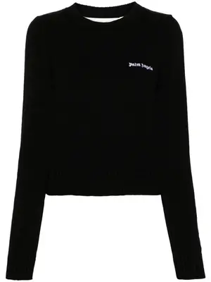 Palm Angels Logo-embroidered Cropped Jumper