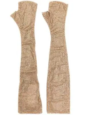 Giuseppe Di Morabito Rhinestone-embellished Fingerless Gloves - Gold