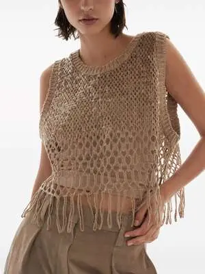 Brunello Cucinelli Sequin-embellished Open-knit Vest