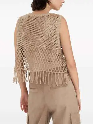 Brunello Cucinelli Sequin-embellished Open-knit Vest