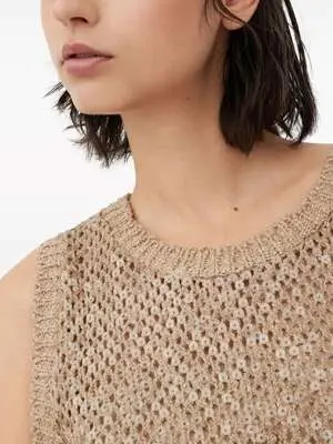 Brunello Cucinelli Sequin-embellished Open-knit Vest