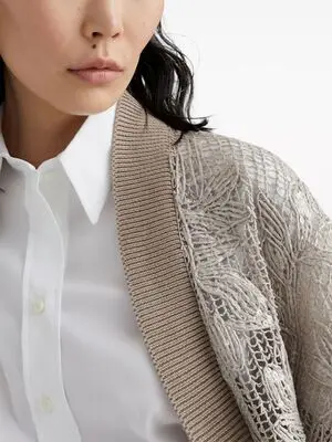 Brunello Cucinelli Magnolia-embroidered Long Cardigan - Neutrals