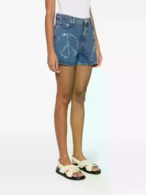 Moschino Logo-patch Stud-embellished Denim Shorts