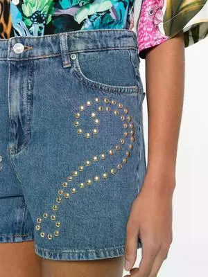 Moschino Logo-patch Stud-embellished Denim Shorts
