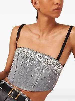 Miu Miu Crystal-embellished Denim Top