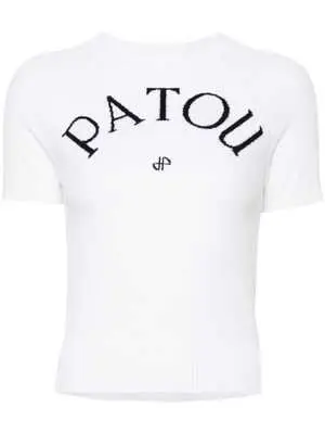 Patou Logo Jacquard Knit Top - White