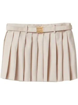Miu Miu Pleated Virgin Wool Miniskirt