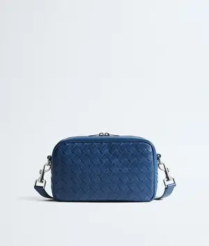 BOTTEGA  VENETA Small Intrecciato Camera Bag - Blue Venezia