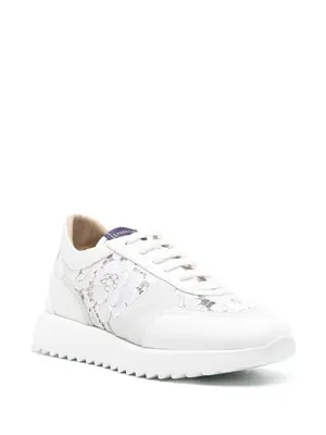 LE SILLA Chantilly-lace Leather Sneakers - White