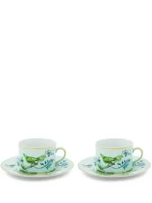AQUAZZURA CASA Secret Garden Teacups And Saucers - Green