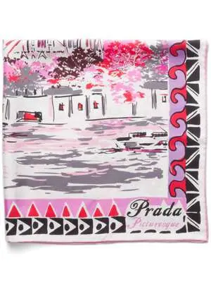 Prada Pittoresque Paris Silk Scarf Pink