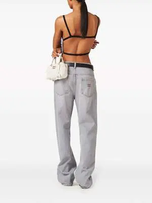 Miu Miu Embellished Straight-leg Jeans - Grey