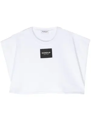 DONDUP Logo-patch Cropped Top - White