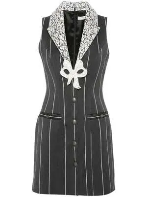 Alessandra Rich Sleeveless Pinstripe Mini Dress - Grey