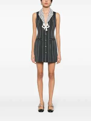 Alessandra Rich Sleeveless Pinstripe Mini Dress - Grey