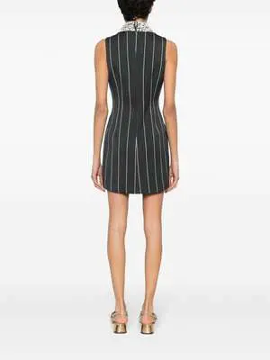 Alessandra Rich Sleeveless Pinstripe Mini Dress - Grey