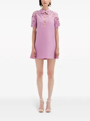 Oscar De La Renta Mixed Botanical Guipure-panel Minidress