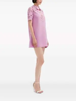 Oscar De La Renta Mixed Botanical Guipure-panel Minidress