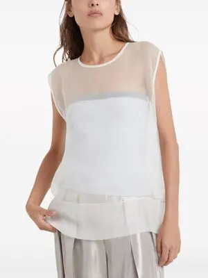 Brunello Cucinelli Sheer Sleeveless Blouse