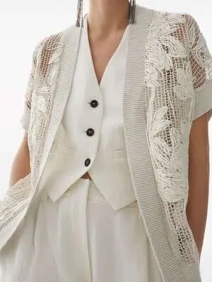 Brunello Cucinelli Floral-embroidered V-neck Cardigan