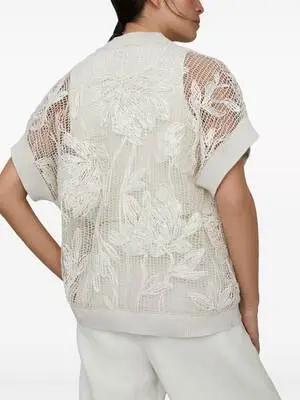 Brunello Cucinelli Floral-embroidered V-neck Cardigan