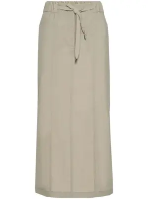 Brunello Cucinelli Cotton Blend Drawstring Midi Skirt