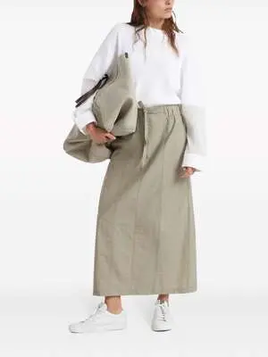 Brunello Cucinelli Cotton Blend Drawstring Midi Skirt