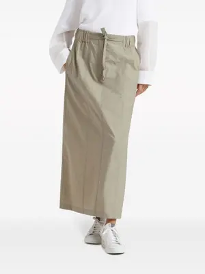 Brunello Cucinelli Cotton Blend Drawstring Midi Skirt