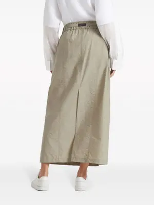 Brunello Cucinelli Cotton Blend Drawstring Midi Skirt