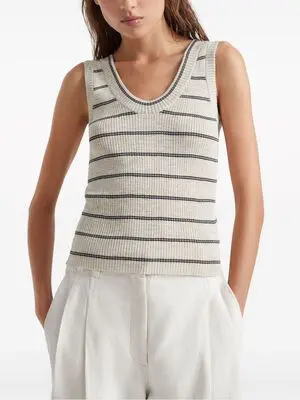 Brunello Cucinelli Striped Ribbed Tank Top