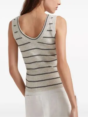 Brunello Cucinelli Striped Ribbed Tank Top