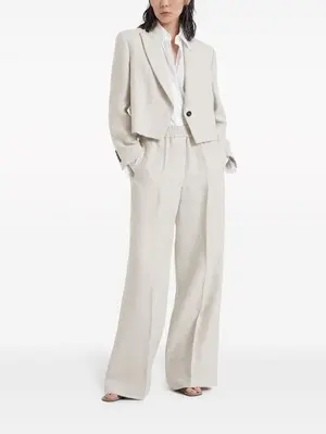 Brunello Cucinelli Cropped Linen Blazer - Neutrals