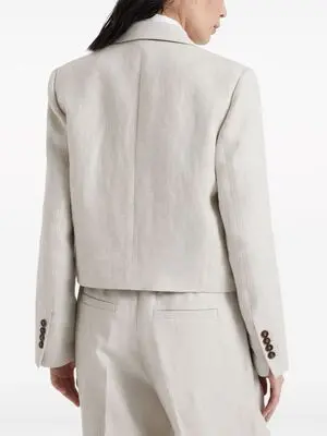 Brunello Cucinelli Cropped Linen Blazer - Neutrals