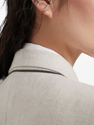 Brunello Cucinelli Cropped Linen Blazer - Neutrals