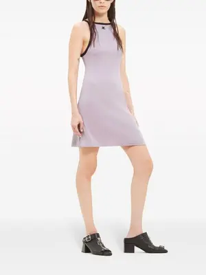 COURREGES Logo-embroidered Cotton Minidress - Purple