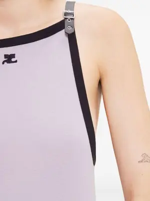 COURREGES Logo-embroidered Cotton Minidress - Purple